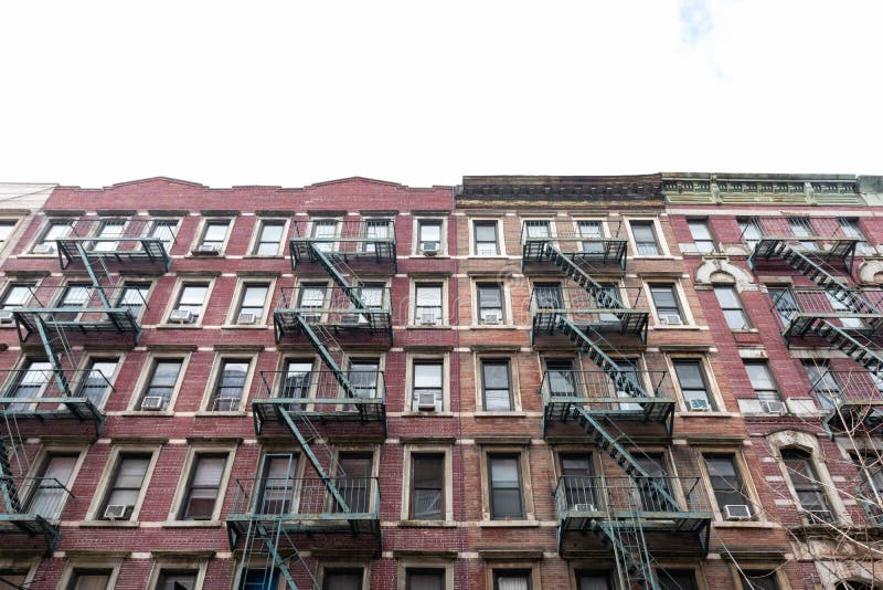 Old Colorful Brick Apartment Buildings In Greenwich Village Of New York