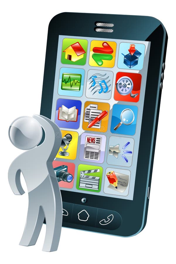 Looking Up at Phone Screen with Apps Thinking Stock Vector ...