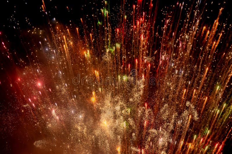 Looking Up at Pretty Fireworks Illuminating the Night Sky Stock Image ...