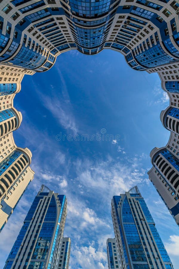 Looking Up at Round Residential Building Stock Photo - Image of ...