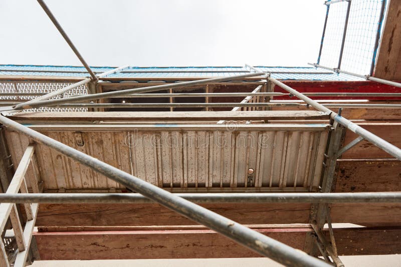 Looking Up at Scaffolding when Building a House Stock Image - Image of ...