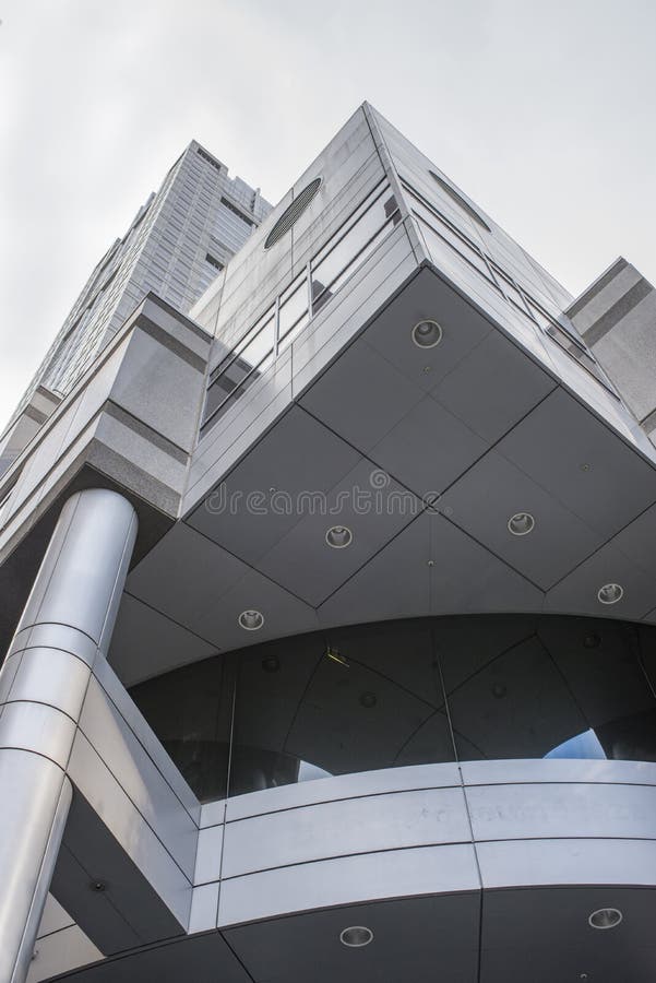 Looking Up at Sharp Angles on Building. Stock Image - Image of angles ...