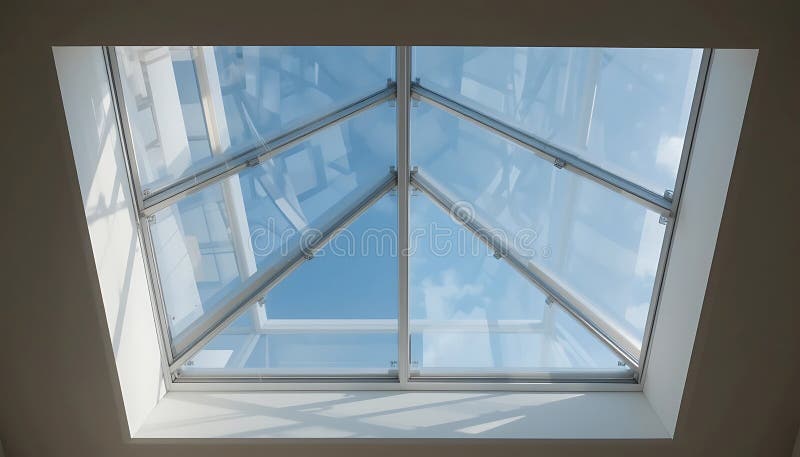 Looking Up at Skylight with Blue Sky and Clouds View Stock Illustration ...