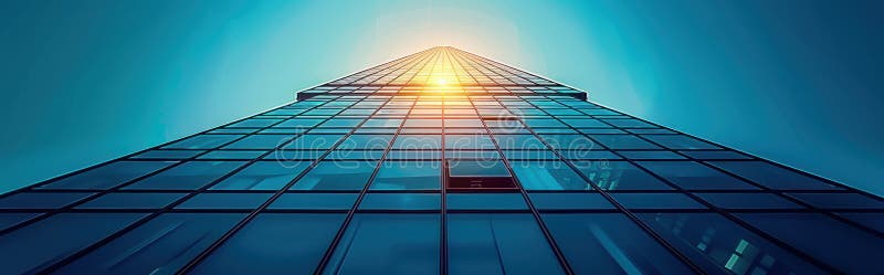 Looking Up at a Skyscraper Reaching for the Sun Stock Illustration ...