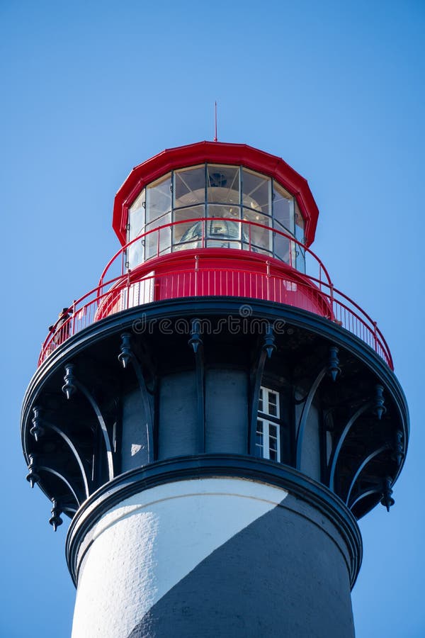 Looking Up at the St Augustine Lighthouse, Close-up Stock Photo - Image ...