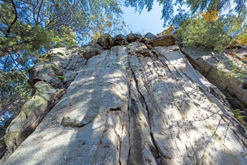 Looking Up the Steep Sides of a Monadnock Stock Image - Image of trail ...