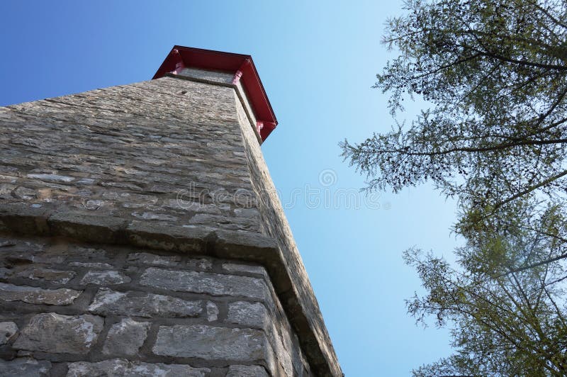 Looking Up at a Stone Lighthouse Stock Image - Image of historic, light ...