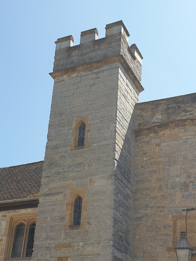 Looking Up at the Tall Castle Tower Stock Photo - Image of steeple ...