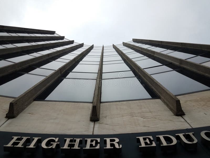Looking Up at Tall Higher Education Building Skyscraper Stock Photo ...