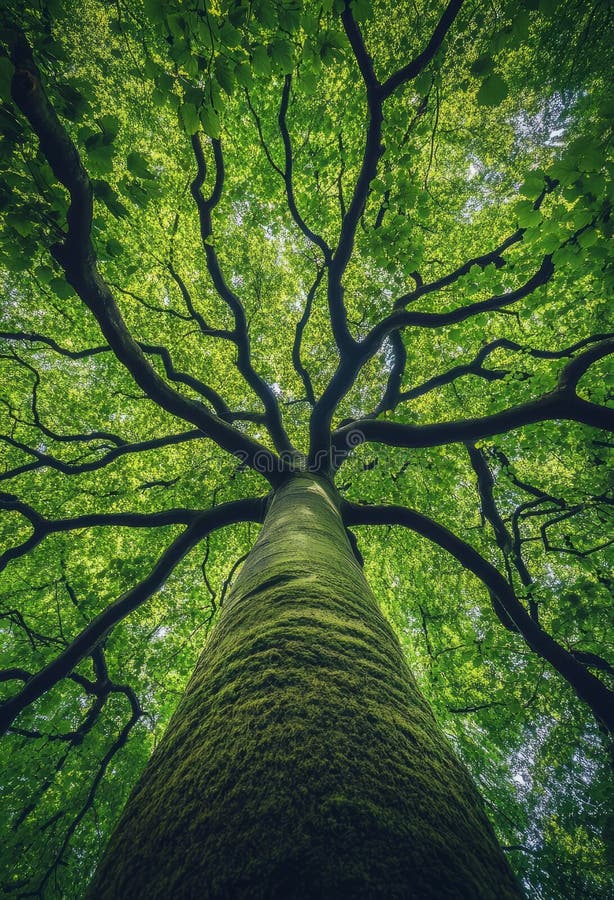 Looking Up at a Tall Tree with Lush Green Leaves, Creating a Canopy ...