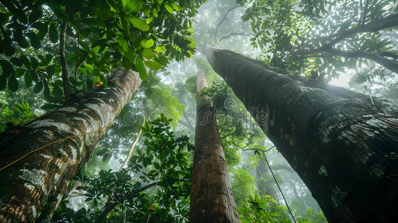 Looking Up at Tall Trees in a Lush Rainforest Photo Stock Illustration ...