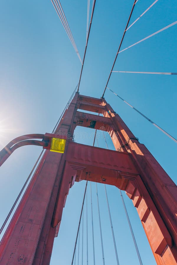 Looking Up at the Towering Structure of the Golden Gate Bridge Against ...