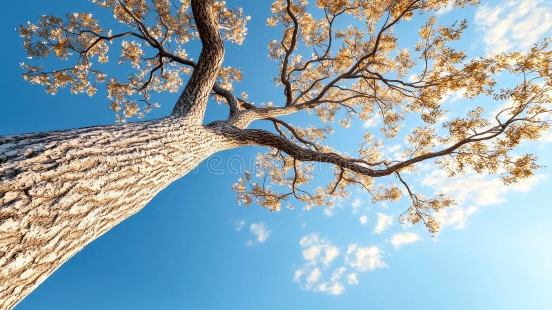 Looking Up at a Tree with Blue Sky Stock Illustration - Illustration of ...
