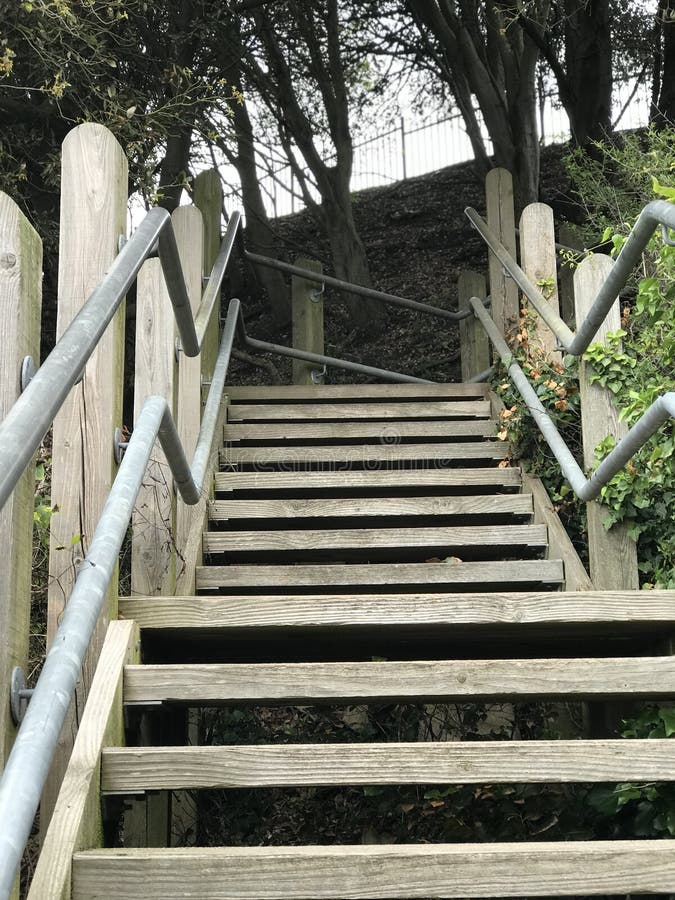 Looking up wooden steps stock image. Image of outside - 150157823