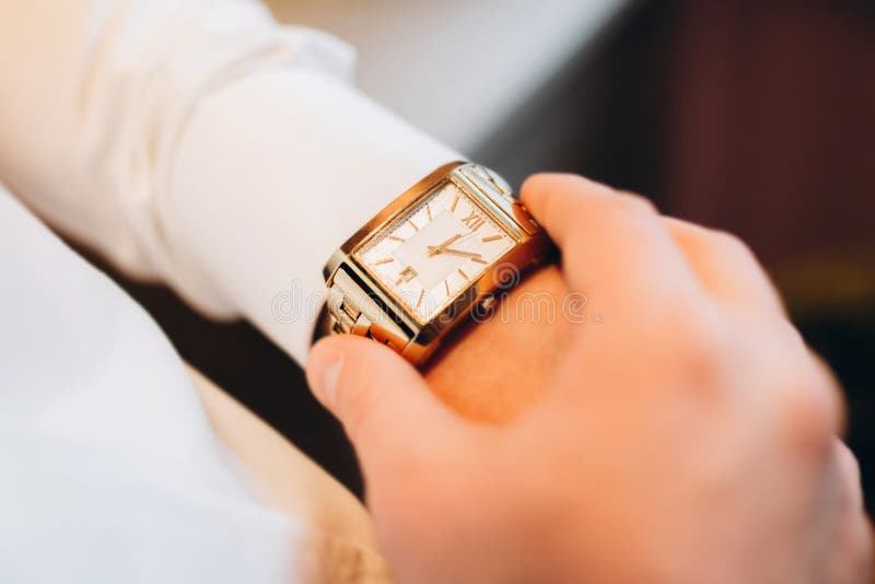 Looking on the Watch on His Hand Stock Image - Image of business ...