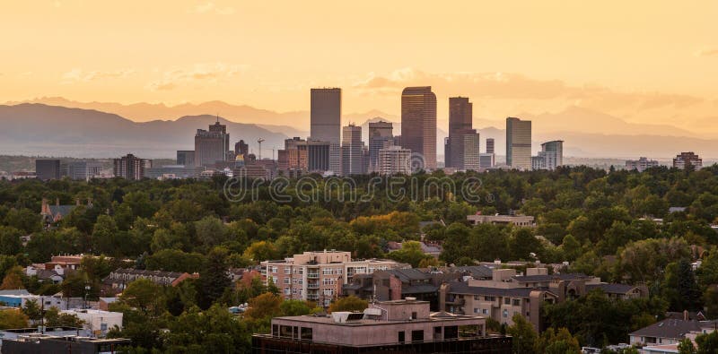 Downtown Denver with Sunset Editorial Stock Image - Image of dusk ...