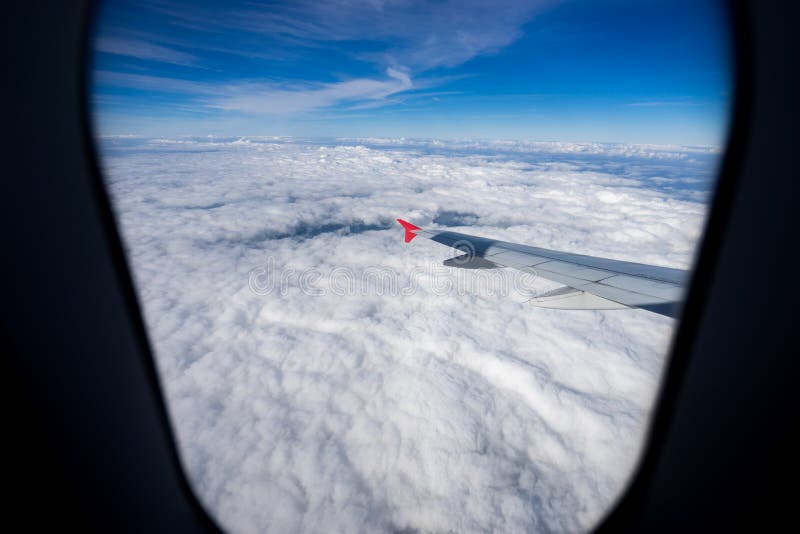 Looking through Window Aircraft during Flight Stock Photo - Image of ...