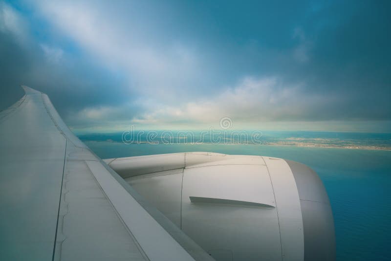 Looking through Window Aircraft during Flight in Wing with an Island ...
