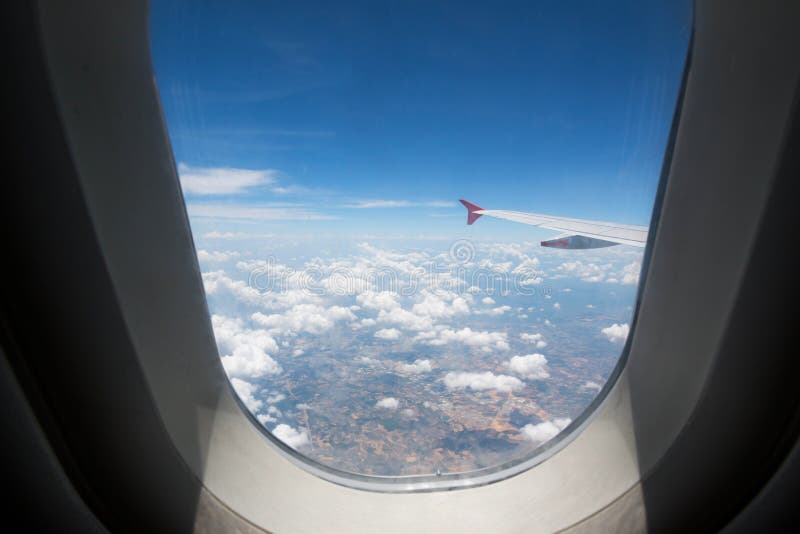 Looking through Window Aircraft during Flight Stock Image - Image of ...