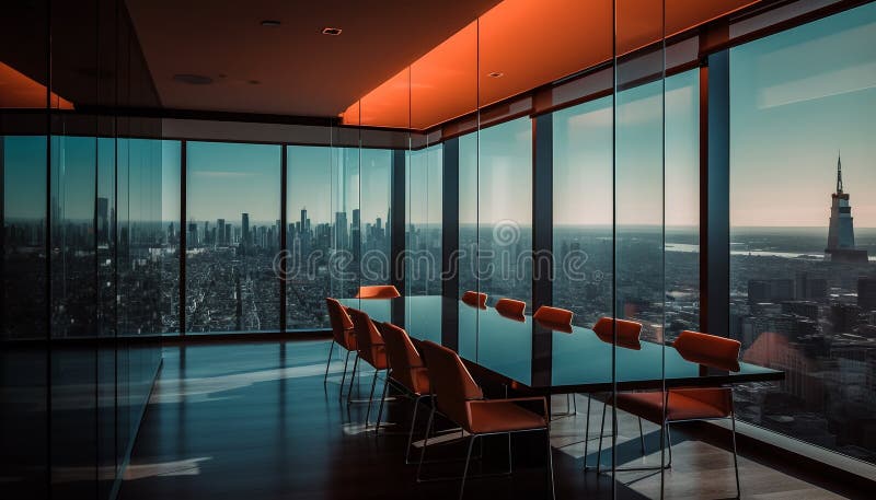 Looking through Window, Modern Office Skyscraper, City Life Panorama ...