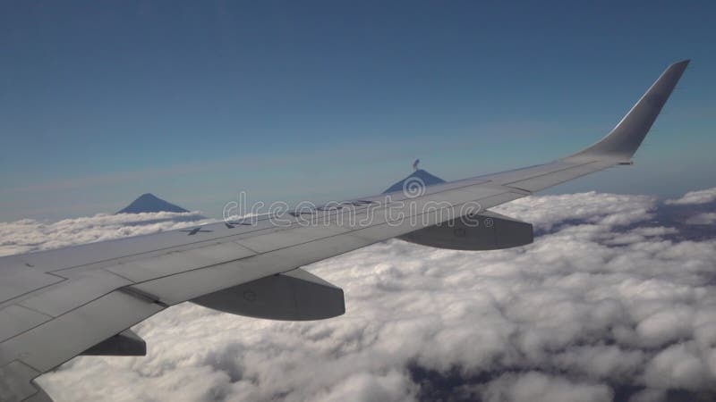 Looking through the Window of a Plane at an Active Volcano Stock ...