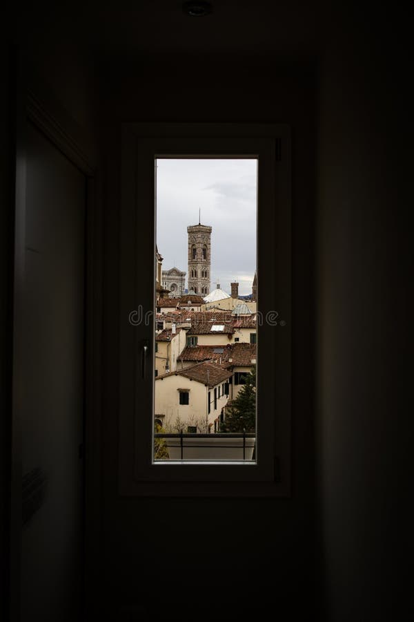 Looking through a Window Watching Firenze Tower Skyline Stock Photo ...
