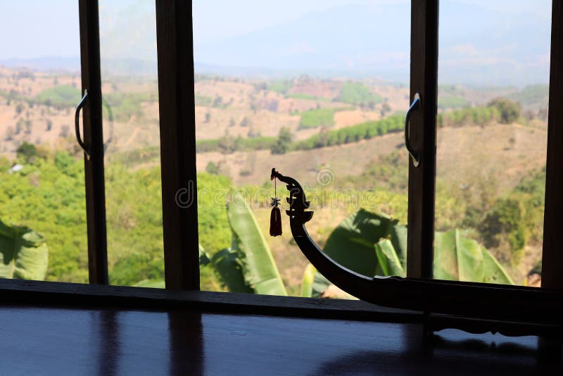 Looking through the Window Will See Beautiful Scenery, Mountains and ...