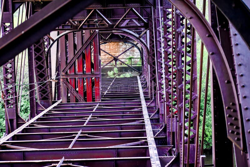 Looking through Wisconsin Dells Train Bridge Stock Photo - Image of ...