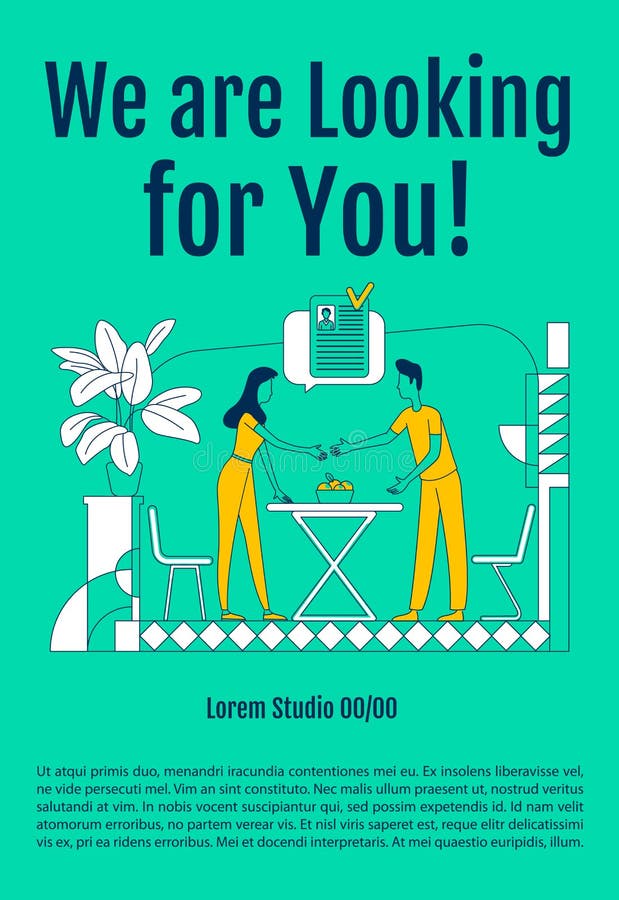 We are Looking for You Poster Flat Silhouette Vector Template Stock ...