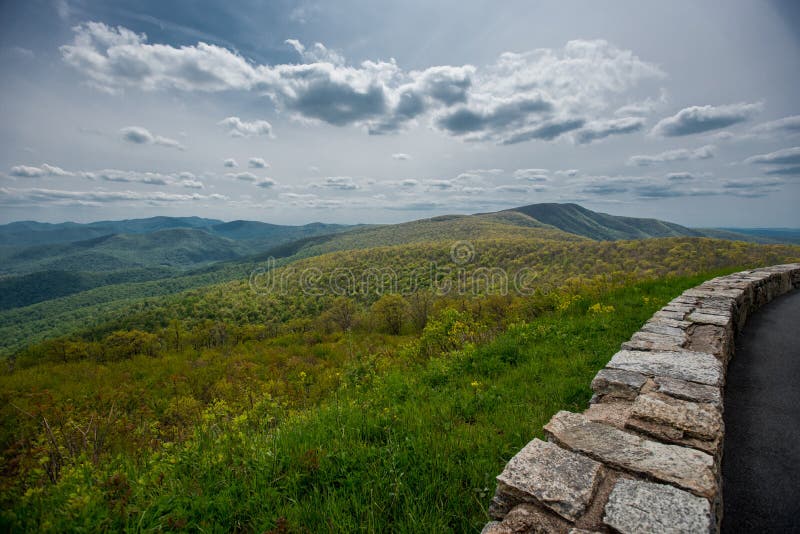 Lookout Over Shenandoah in Spring Stock Image - Image of spring, stone ...