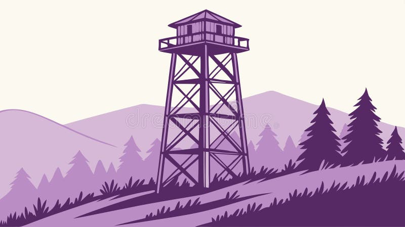 Lookout Tower in Mountains, Wilderness Observation, Vector Design ...