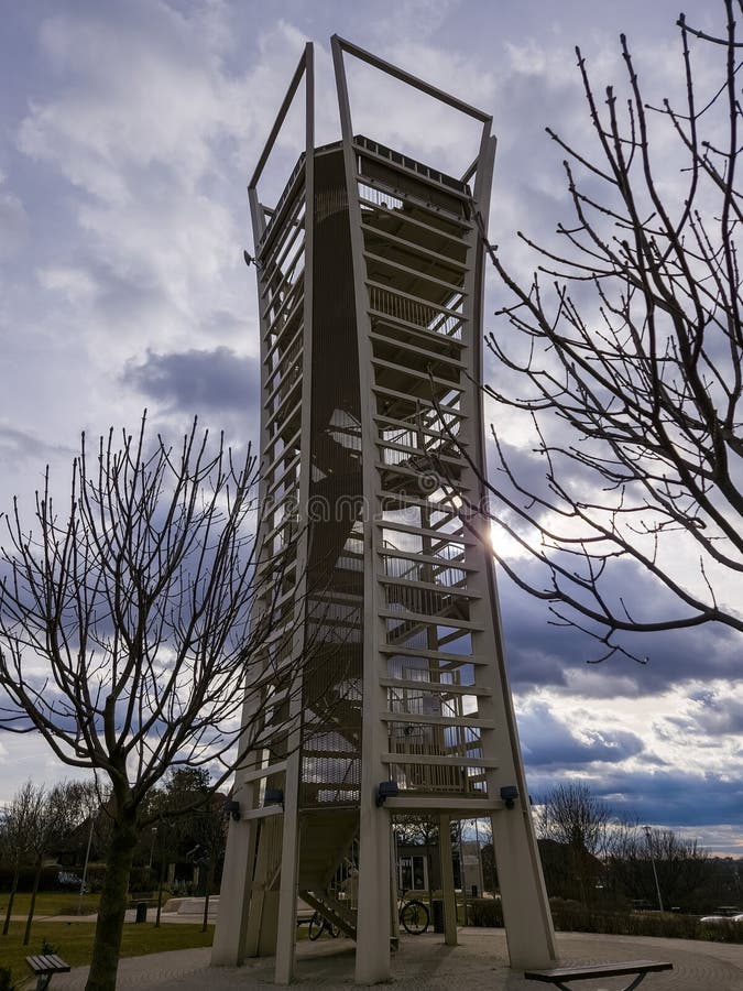 The Lookout Tower of Sashalom in Budapest Stock Image - Image of clouds ...