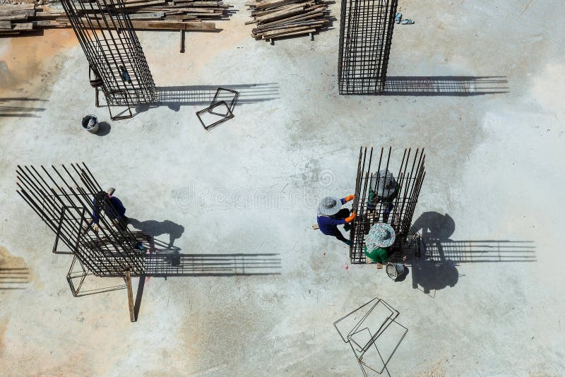 Construction Worker Steel Frame. Stock Image - Image of helmet ...