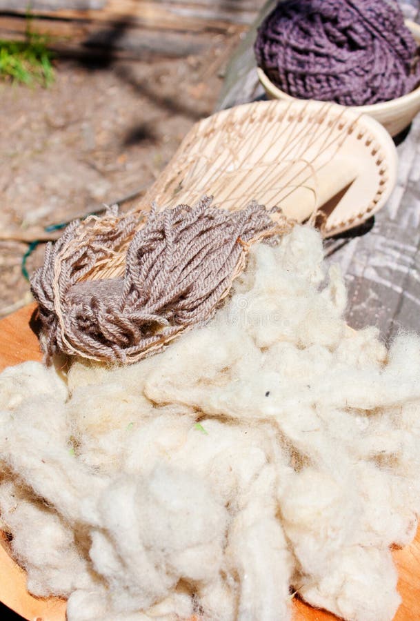 Medieval loom stock image. Image of hands, loom, wool, wooden - 958743