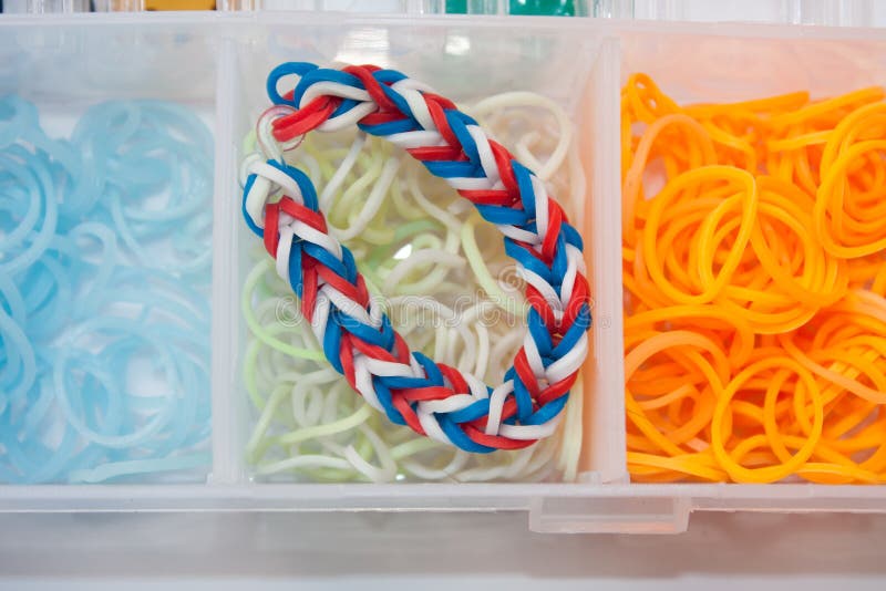 Loom bands with box stock photo. Image of green, black - 49753698