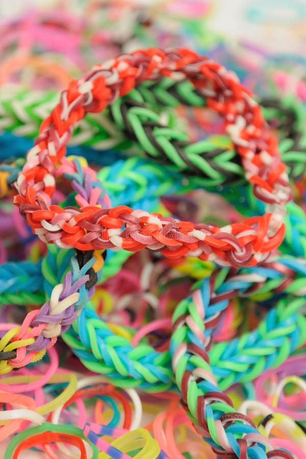 Rainbow loom band stock photo. Image of bracelet, rubber - 45656450