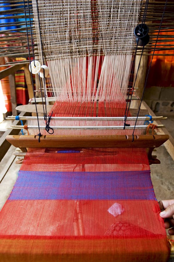 Loom, textiles by hand stock image. Image of asia, manual - 6553247