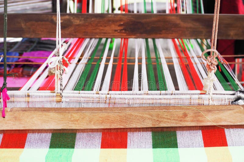 Loom weaving in thailand stock image. Image of weaving - 75336599