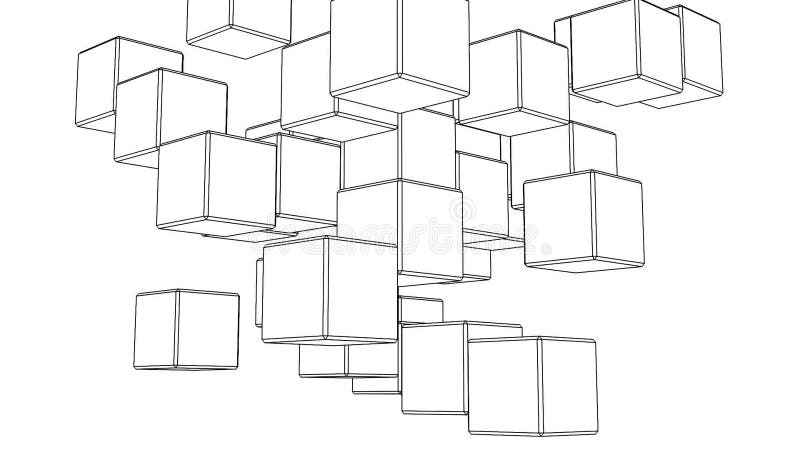 Loop Able Black Wire Frame Cube Abstract on White Background Stock ...