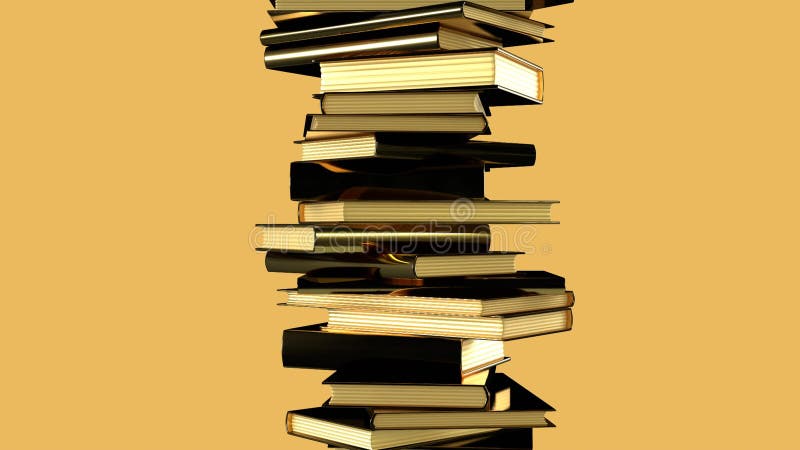 Stacked Gold Books Isolated on Beige Background. Stock Footage - Video ...