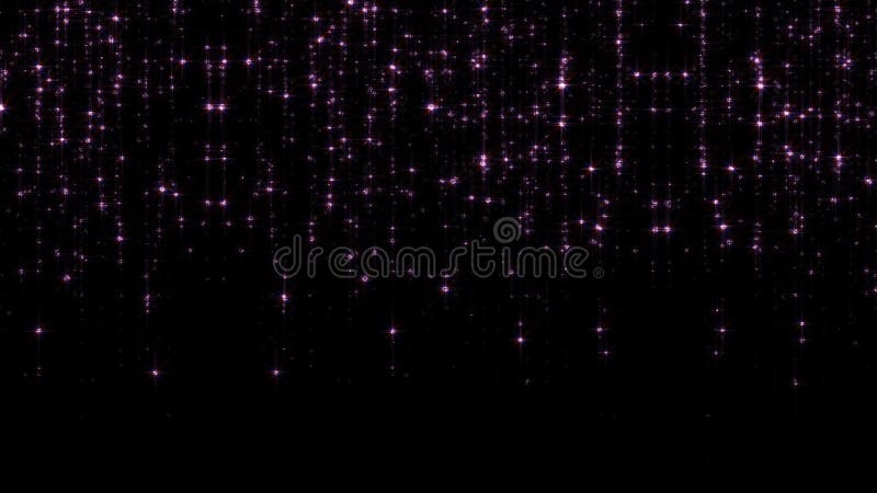 Purple Falling Glitter Particles on Black Background, Horizontal ...
