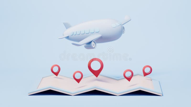 Loop Animation of Aircraft and Map Navigating, 3d Rendering Stock Video ...