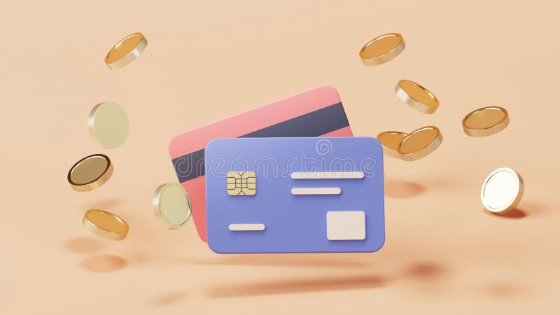 Loop Animation of Bank Card with 3d Cartoon Style, 3d Rendering Stock ...