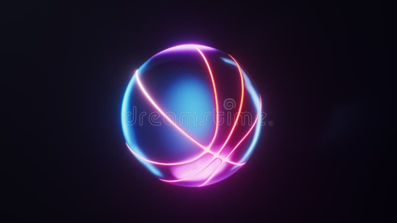 Loop Animation of Basketball with Dark Neon Light Effect, 3d Rendering ...