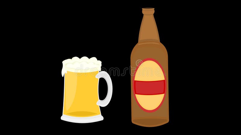 Loop Animation of a Beer Bottle Pouring the Liquid into a Glass Stock ...