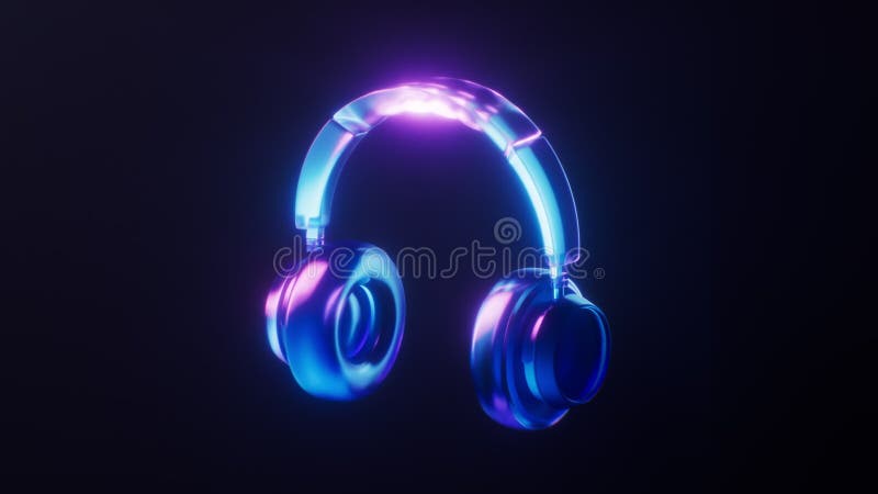 Loop Animation of Headphone with Dark Neon Light Effect, 3d Rendering ...