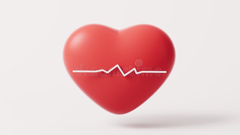 Loop Animation of Heart Shape with ECG Graph Line, 3d Rendering Stock ...