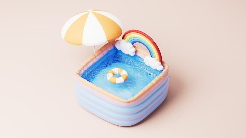 Loop Animation of Inflatable Cartoon Style Swimming Pool, 3d Rendering ...