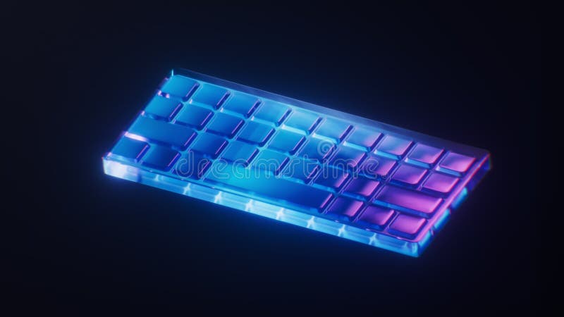Loop Animation of Keyboard with Dark Neon Light Effect, 3d Rendering ...
