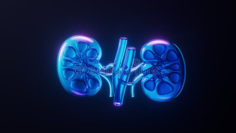 Loop Animation of Kidney with Dark Neon Light Effect, 3d Rendering ...
